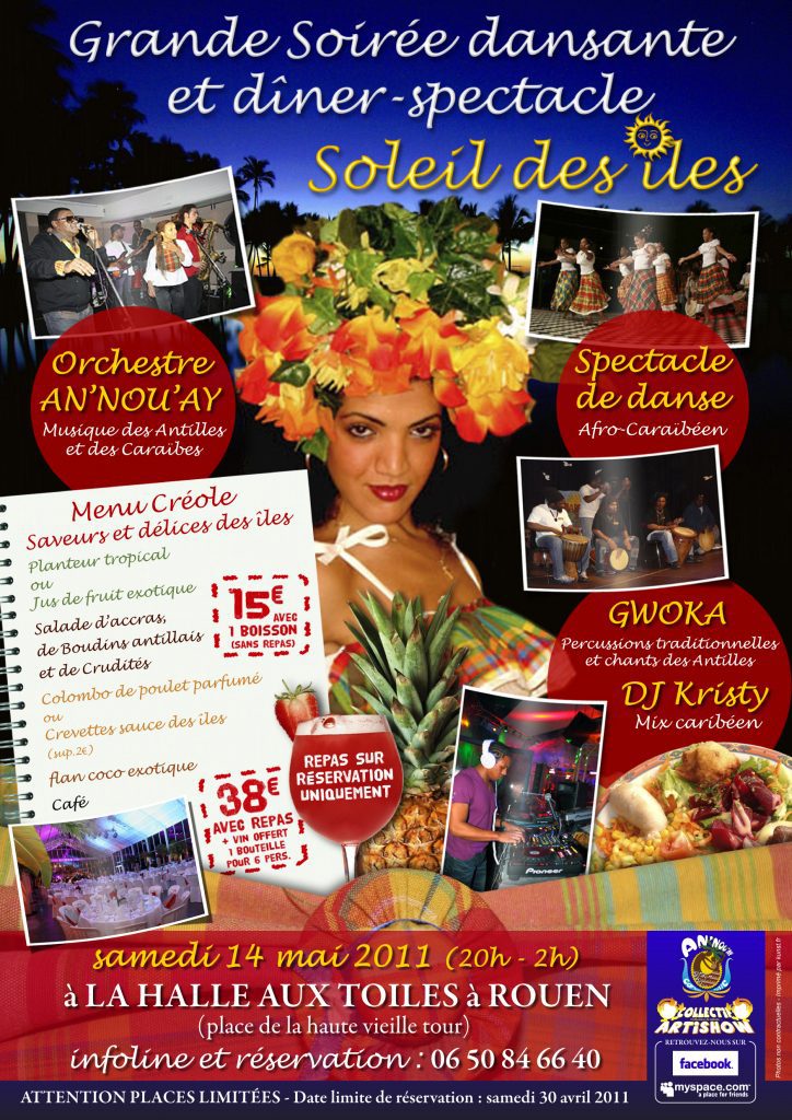Grande soirée dansante et diner spectacle Soleil des îles à Rouen ...